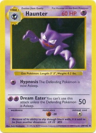 Haunter - 29/102 - Shadowless - Pokemon enkeltkort fra Base Set