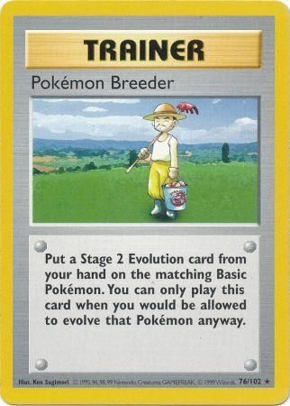 Pokémon Breeder - 76/102 - Shadowless - Pokemon enkeltkort fra Base Set