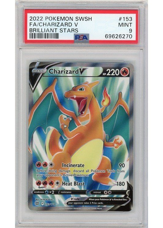 Charizard V PSA 9 - Gradede pokemon kort på Pokemons.dk