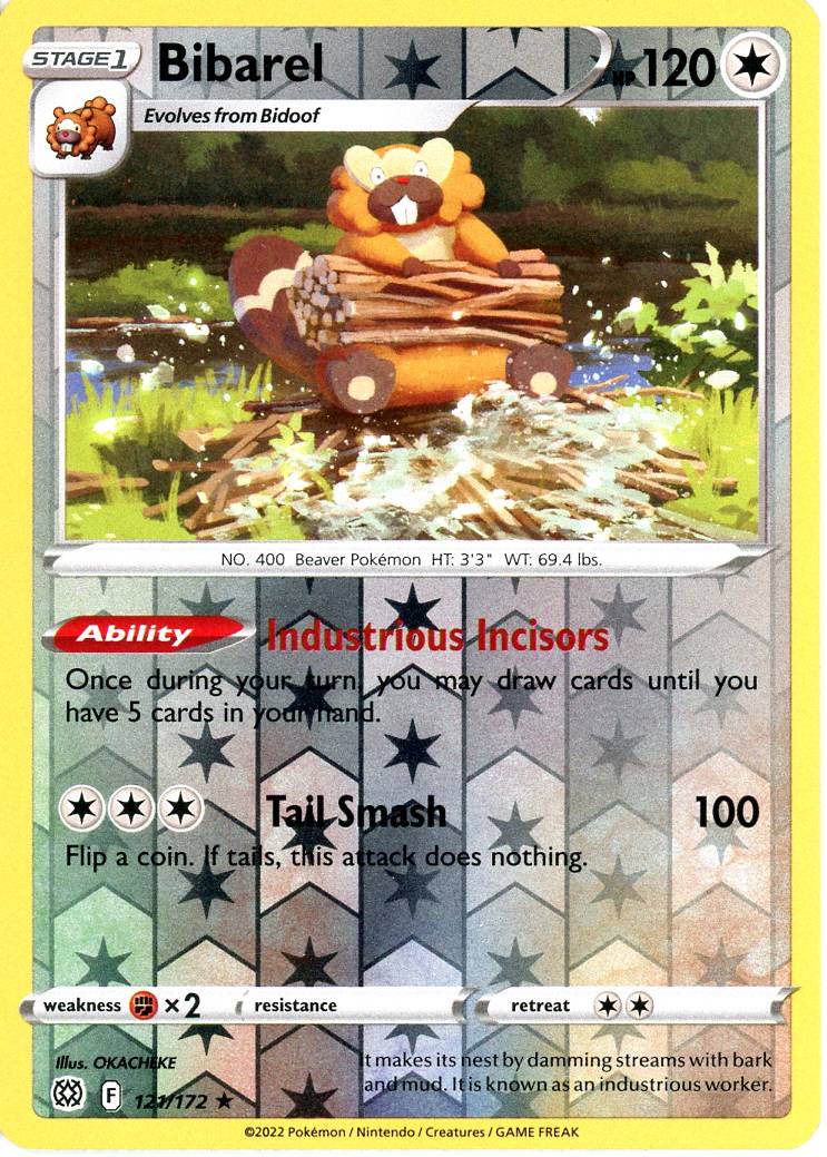 Bibarel - 121/172 - Reverse - Pokemon enkeltkort fra SWSH Brilliant Stars