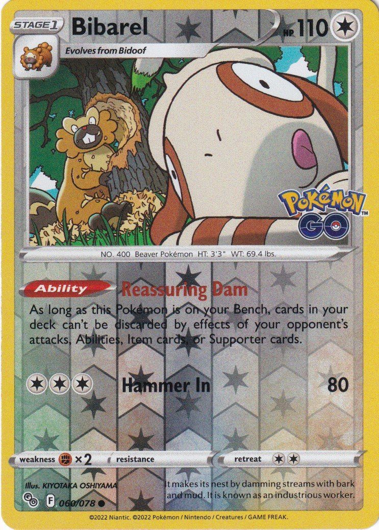Bibarel - 60/078 - Reverse - Pokemon enkeltkort fra SWSH Pokemon GO TCG