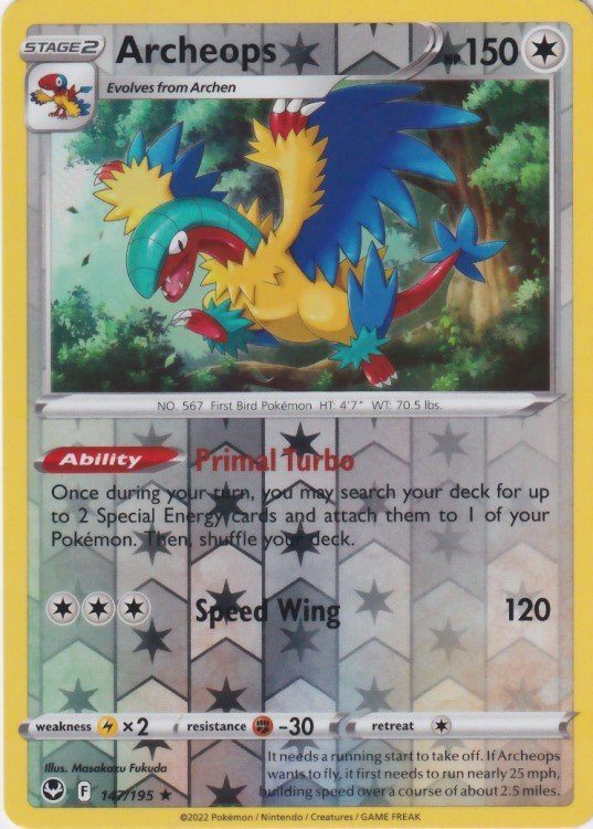 Archeops 147/195 Reverse - Pokemon enkeltkort fra SWSH Silver Tempest