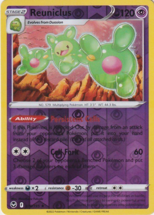 Reuniclus 78/195 Reverse - Pokemon enkeltkort fra SWSH Silver Tempest