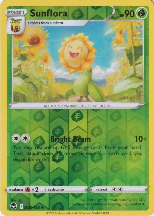 Sunflora 6/195 Reverse - Pokemon enkeltkort fra SWSH Silver Tempest