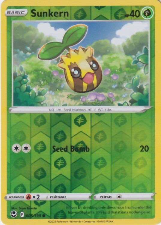 Sunkern 5/195 Reverse - Pokemon enkeltkort fra SWSH Silver Tempest