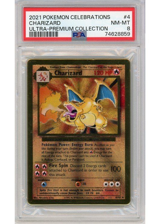 Charizard - Metal kort - Celebration UPC PSA 8 - Gradede pokemon kort på Pokemons.dk