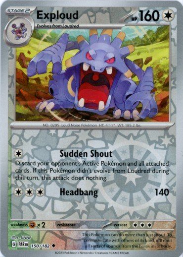 Exploud 150/182 Reverse - Pokemon enkeltkort fra SV04 Paradox Rift