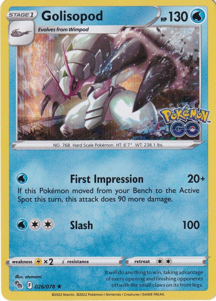 Golisopod - 26/078 (Holo) - Pokemon enkeltkort fra SWSH Pokemon GO TCG