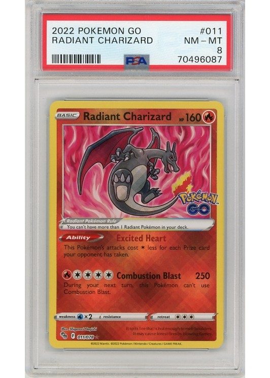 Radiant Charizard PSA 8 - Gradede pokemon kort på Pokemons.dk