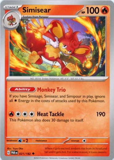 Simisear 021/182 - Pokemon enkeltkort fra SV04 Paradox Rift