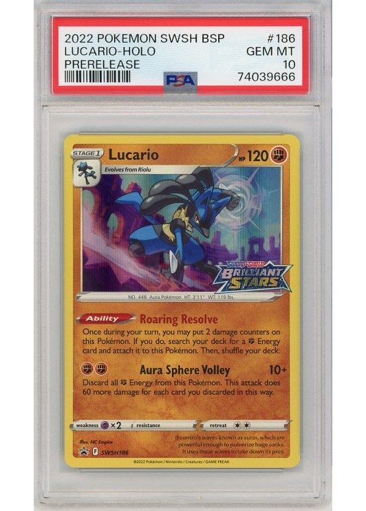 Lucario - (Prerelease) PSA 10 - Gradede pokemon kort på Pokemons.dk
