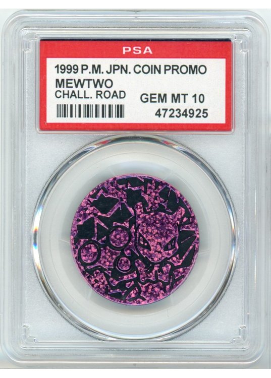 Mewtwo Pokemon mønt (Pink - Glitter Holo) PSA 10 - Gradede pokemon kort ...