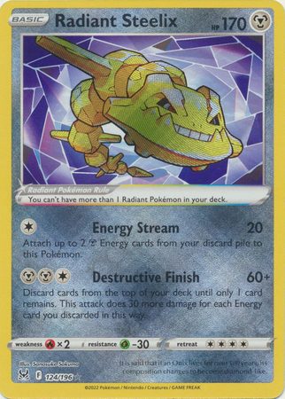 Radiant Steelix 124/196 - Pokemon enkeltkort fra SWSH Lost Origin