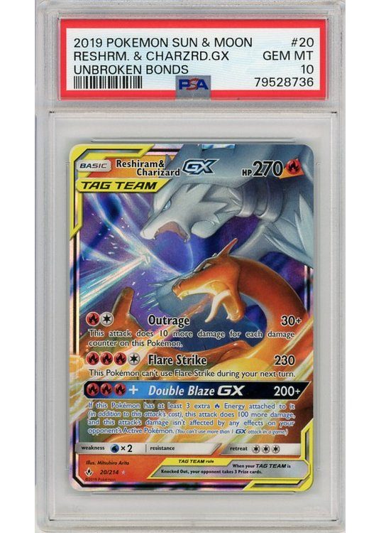 Reshiram & Charizard GX PSA 10 - Gradede pokemon kort på Pokemons.dk