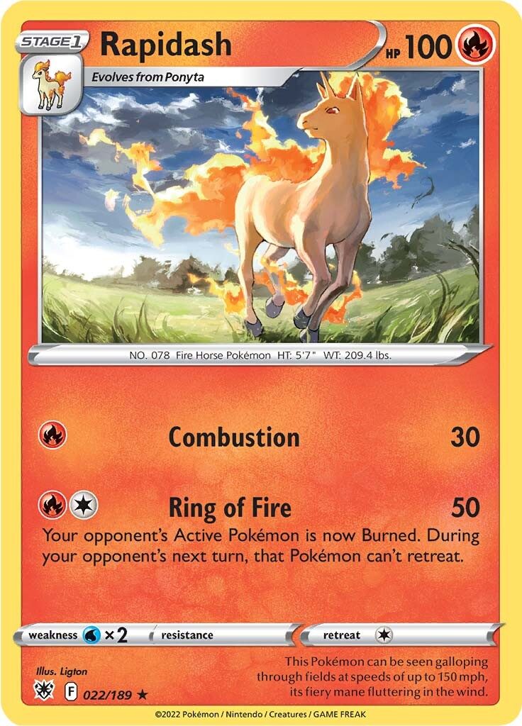 Rapidash - 22/189 - Pokemon enkeltkort fra SWSH Astral Radiance