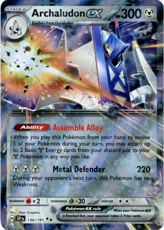 Archaludon ex - 130/191 - Pokemon enkeltkort fra SV08 Surging Sparks