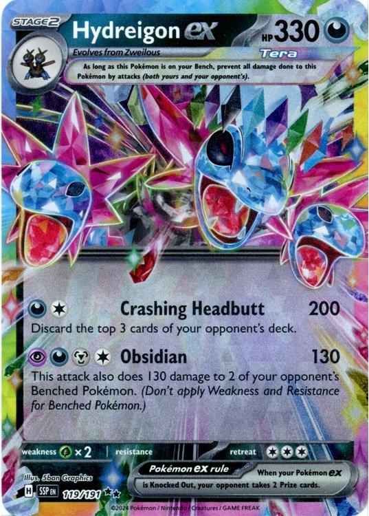 Hydreigon ex - 119/191 - Pokemon enkeltkort fra SV08 Surging Sparks