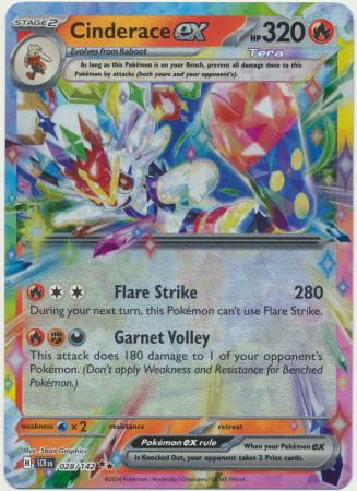 Cinderace ex 028/142 - Pokemon enkeltkort fra SV07 Stellar Crown