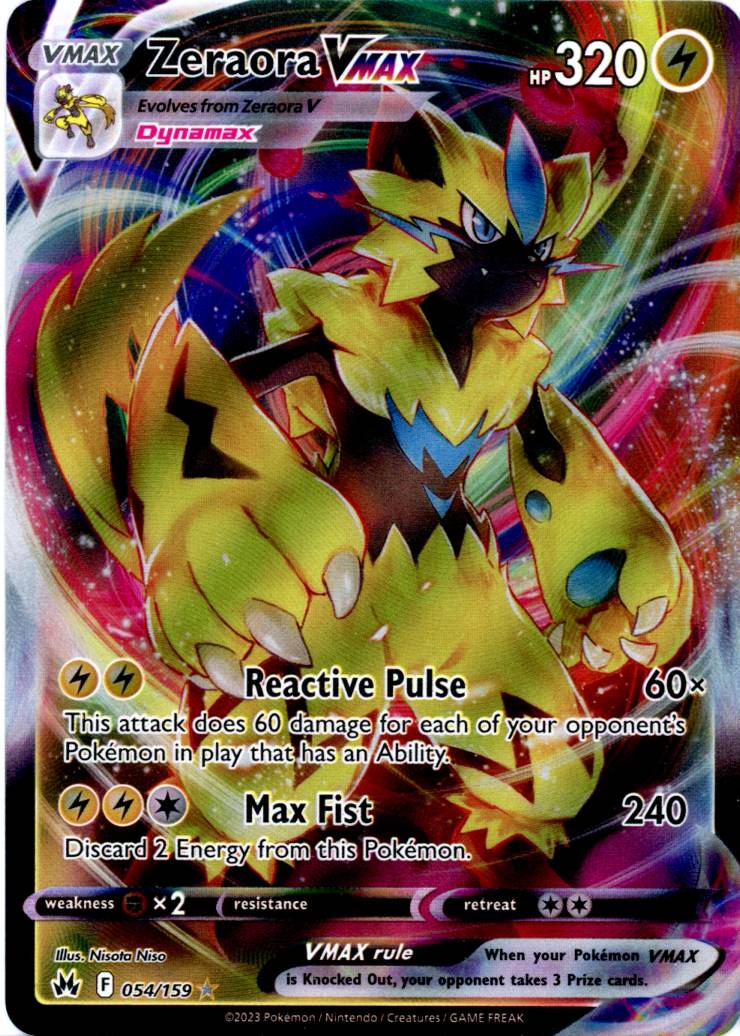 Zeraora VMAX 054/159 - Pokemon enkeltkort fra SWSH Crown Zenith