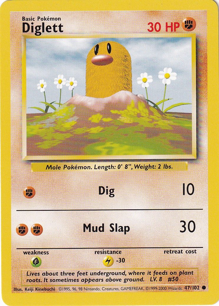 Diglett - 47/102 - 4th Print - Pokemon enkeltkort fra Base Set