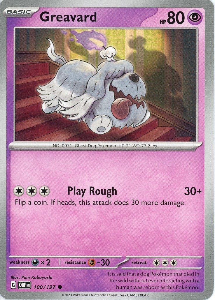 Greavard 100/197 - Pokemon enkeltkort fra SV03 Obsidian Flames