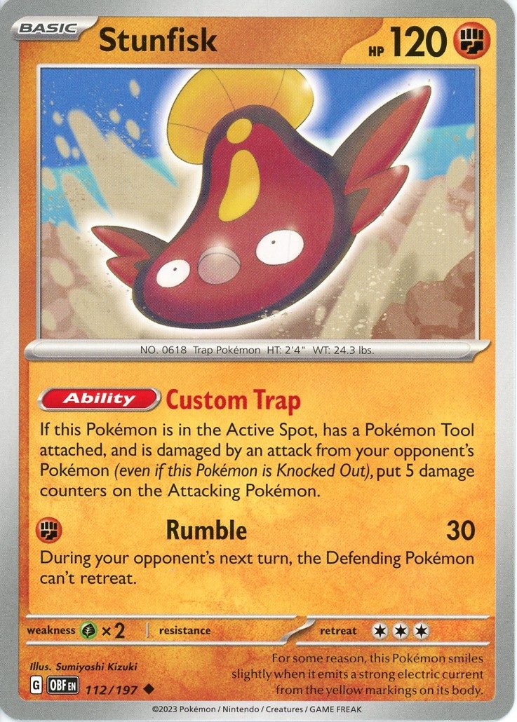 Stunfisk 112/197 - Pokemon enkeltkort fra SV03 Obsidian Flames