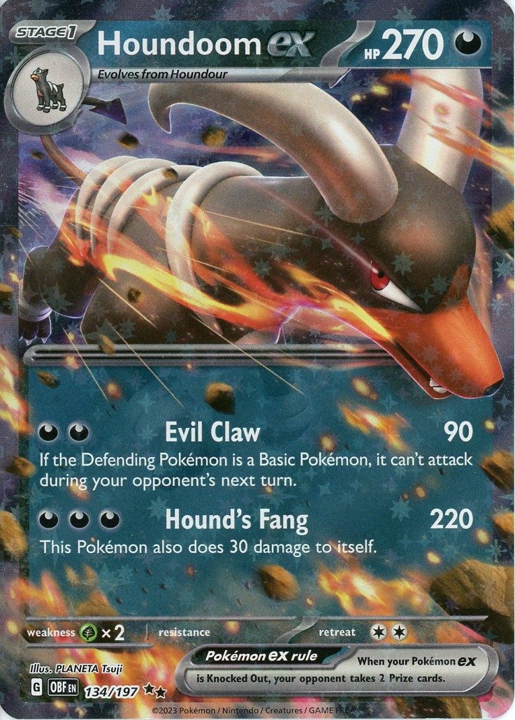 Houndoom ex 134/197 - Pokemon enkeltkort fra SV03 Obsidian Flames