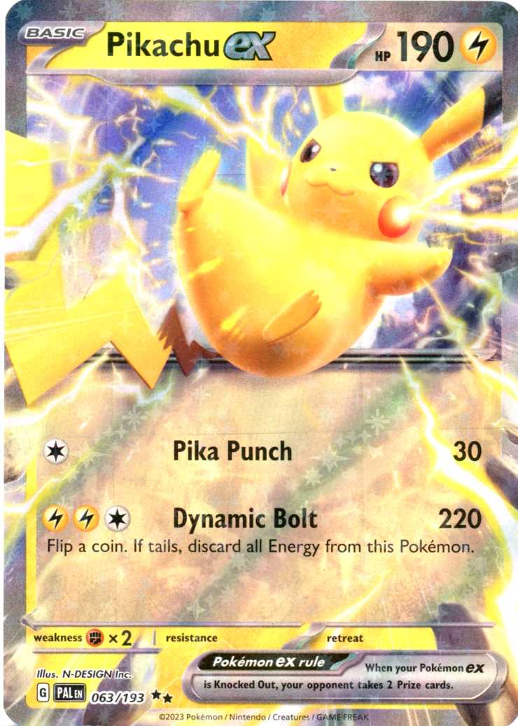 Pikachu ex 063/193 - Pokemon enkeltkort fra SV02 Paldea Evolved