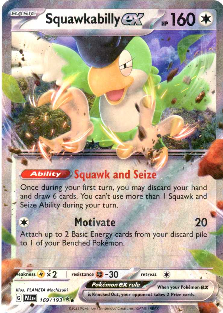 Squawkabilly ex 169/193 - Pokemon enkeltkort fra SV02 Paldea Evolved