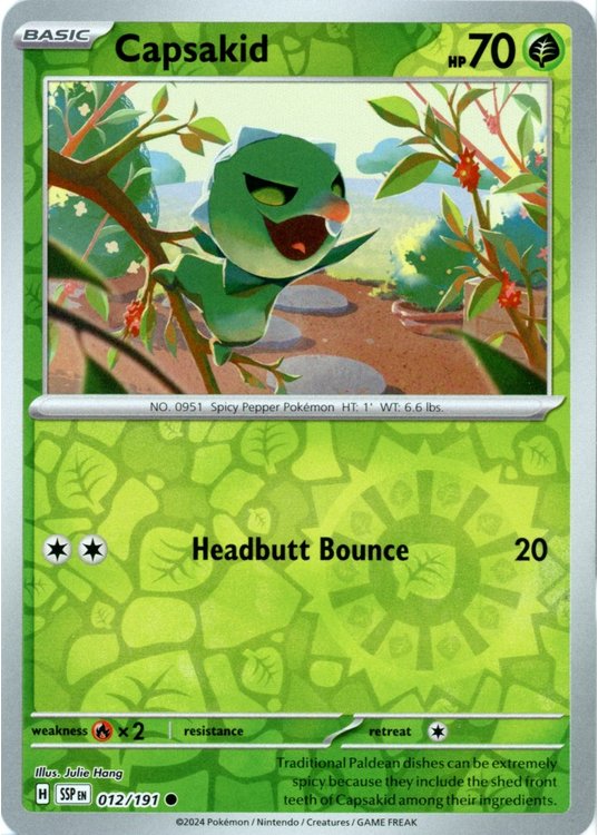 Capsakid - 12/191 - Reverse - Pokemon enkeltkort fra SV08 Surging Sparks