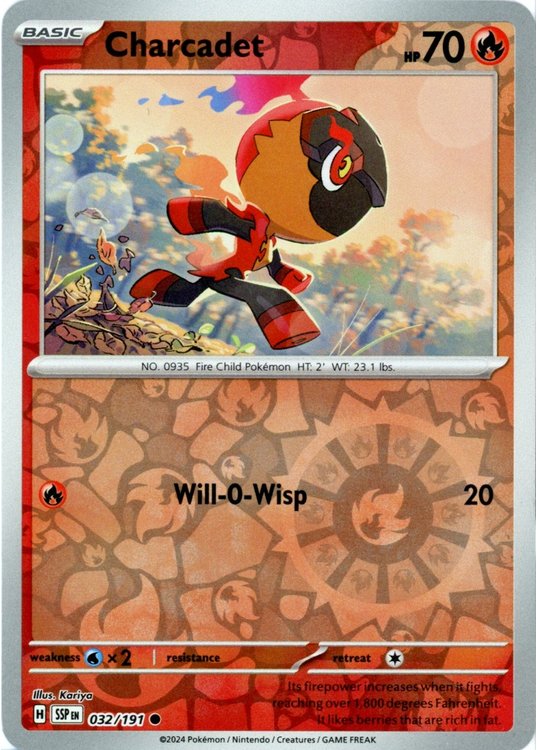 Charcadet - 32/191 - Reverse - Pokemon enkeltkort fra SV08 Surging Sparks