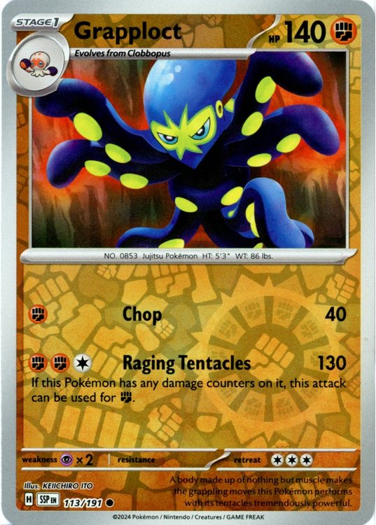 Grapploct - 113/191 - Reverse - Pokemon enkeltkort fra SV08 Surging Sparks