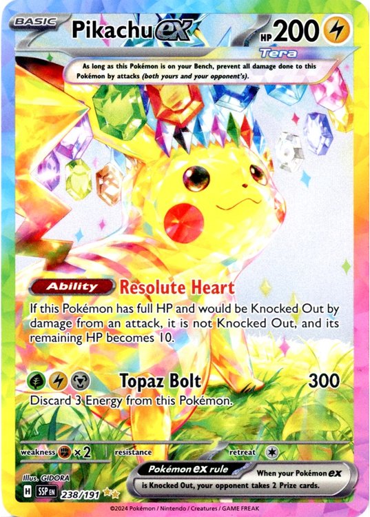 Pikachu ex - 238/191 - Pokemon enkeltkort fra SV08 Surging Sparks