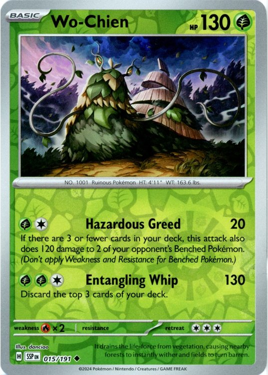 Wo-Chien - 15/191 - Reverse - Pokemon enkeltkort fra SV08 Surging Sparks