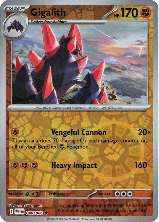Gigalith 048/086 Reverse - Pokemon enkeltkort fra SV10.5 White Flare