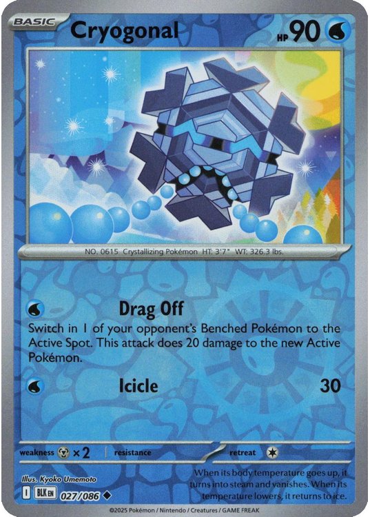 Cryogonal 027/086 Reverse - Pokemon enkeltkort fra SV10.5 Black Bolt
