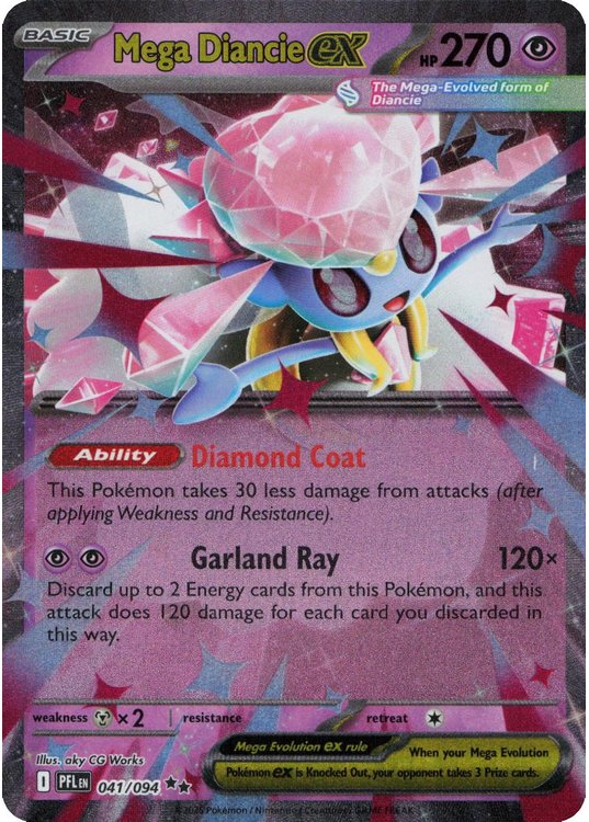 Mega Diancie ex 041/094 - Pokemon enkeltkort fra ME02 Phantasmal Flames