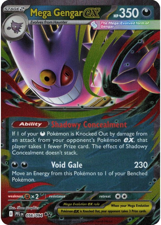 Mega Gengar ex 056/094 - Pokemon enkeltkort fra ME02 Phantasmal Flames